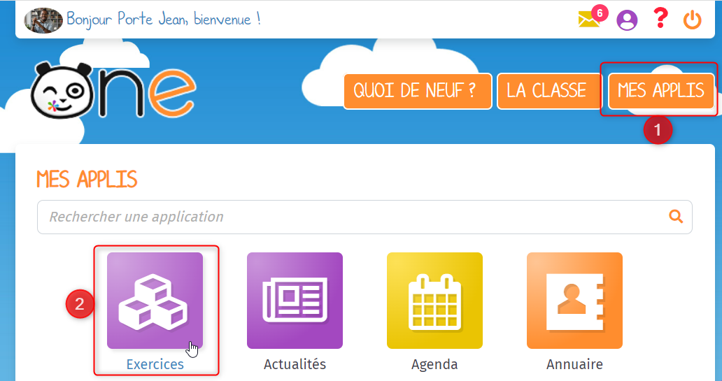 Élève / Apprenant - Accéder aux exercices – ONE